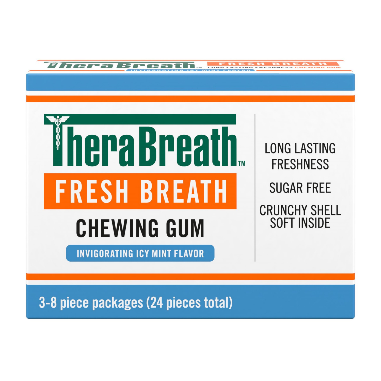 TheraBreath Fresh Breath Chewing Gum for adults, Invigorating Icy Mint ...