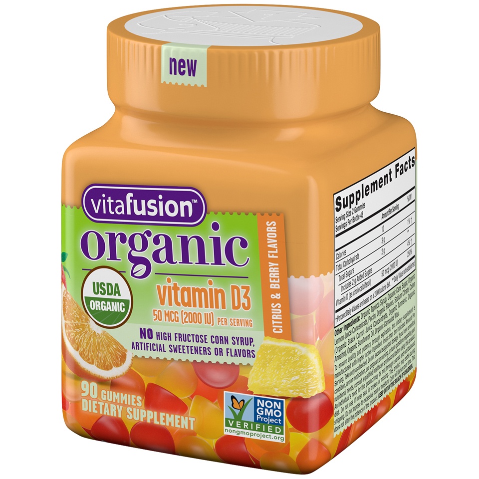 vitafusion Organic Vitamin D3 Citrus & Berry Flavors Gummies 90 ct | Shipt
