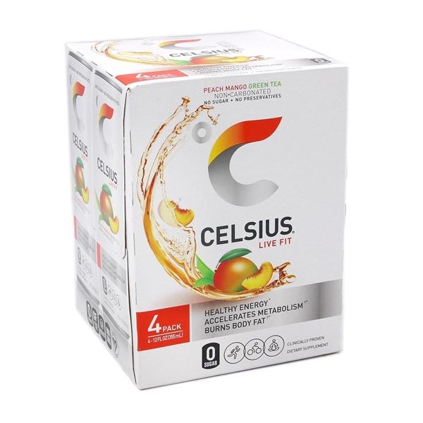 CELSIUS Sparkling Peach Mango Green Tea 4 ct; 12 fl oz | Shipt