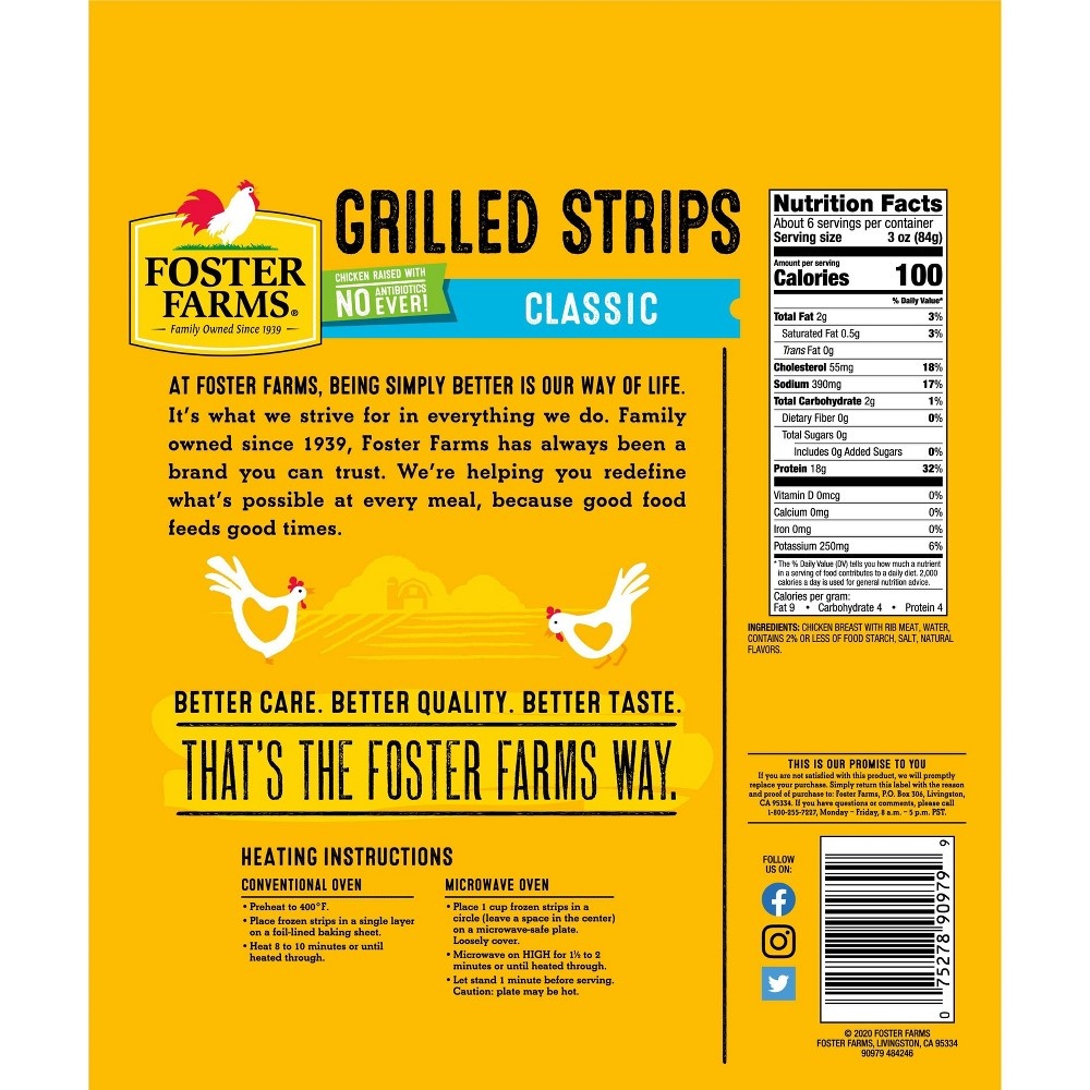 Foster Farms Frozen Chicken Breast Grilled Strips 20 oz | Shipt