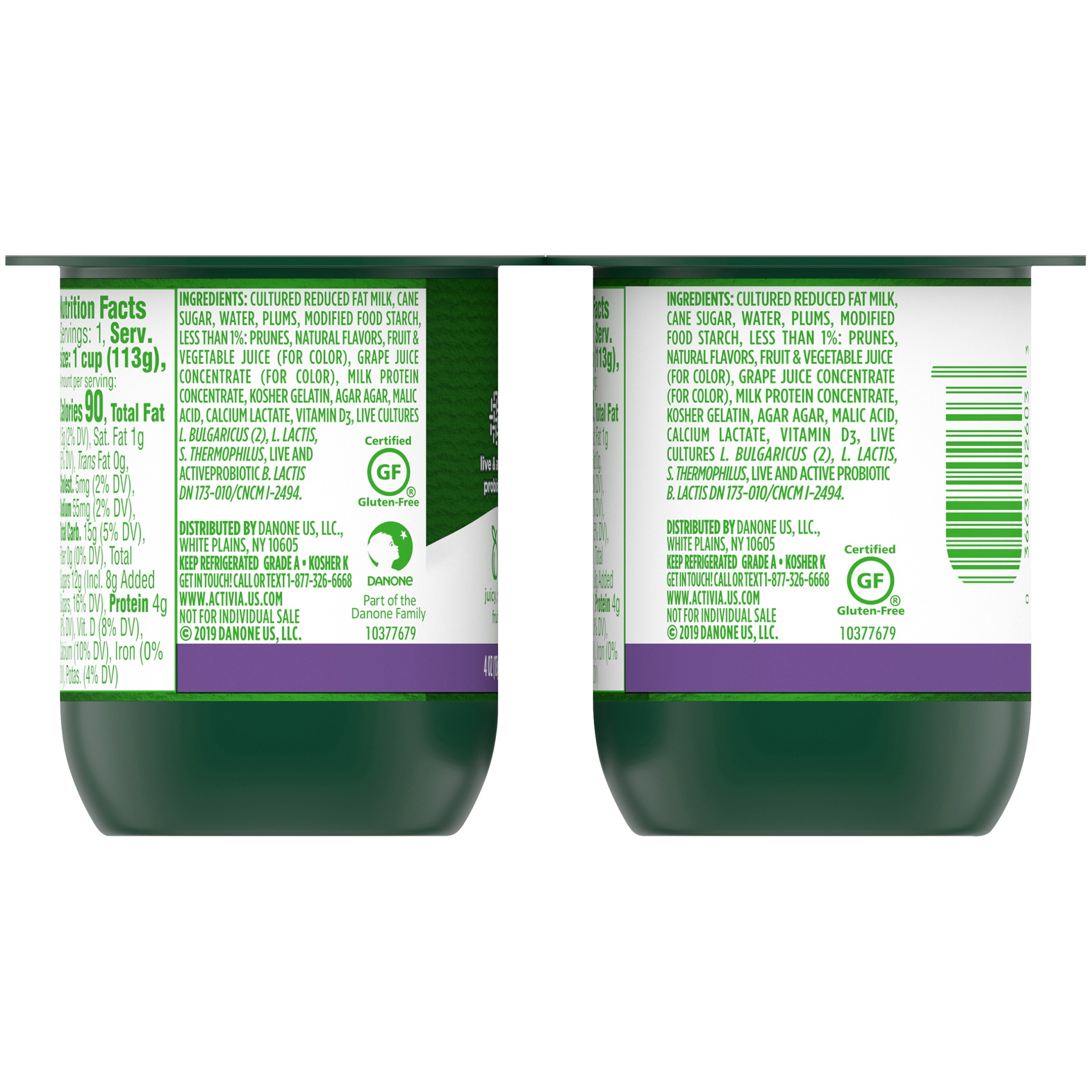 Activia Low Fat Probiotic Prune Yogurt Cups 4 ct; 4 oz | Shipt