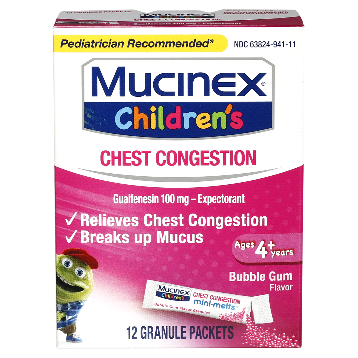Mucinex Children's Chest Congestion Mini Melts Bubble Gum Flavor ...
