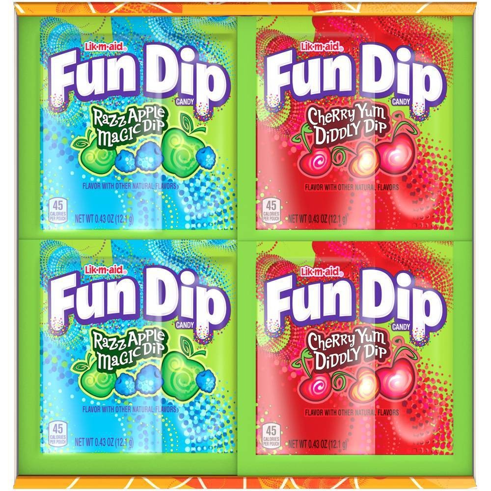 Lik-M-Aid Fun Dip Candy, Razz Apple Magic Dip, Cherry Yum Diddly Dip ...