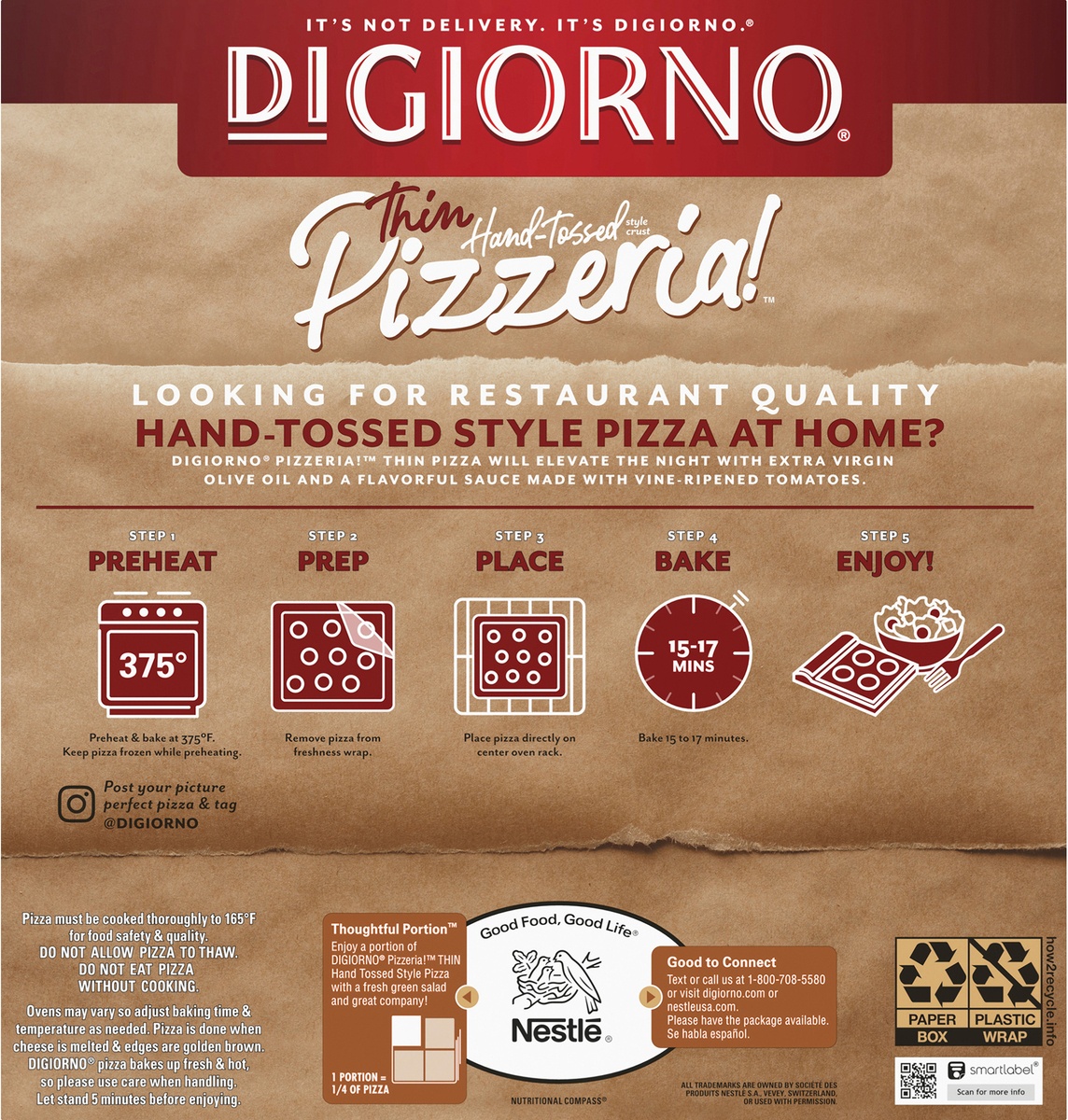 DiGiorno Pizzeria! Primo Pepperoni Frozen Pizza on a Thin Hand-Tossed ...