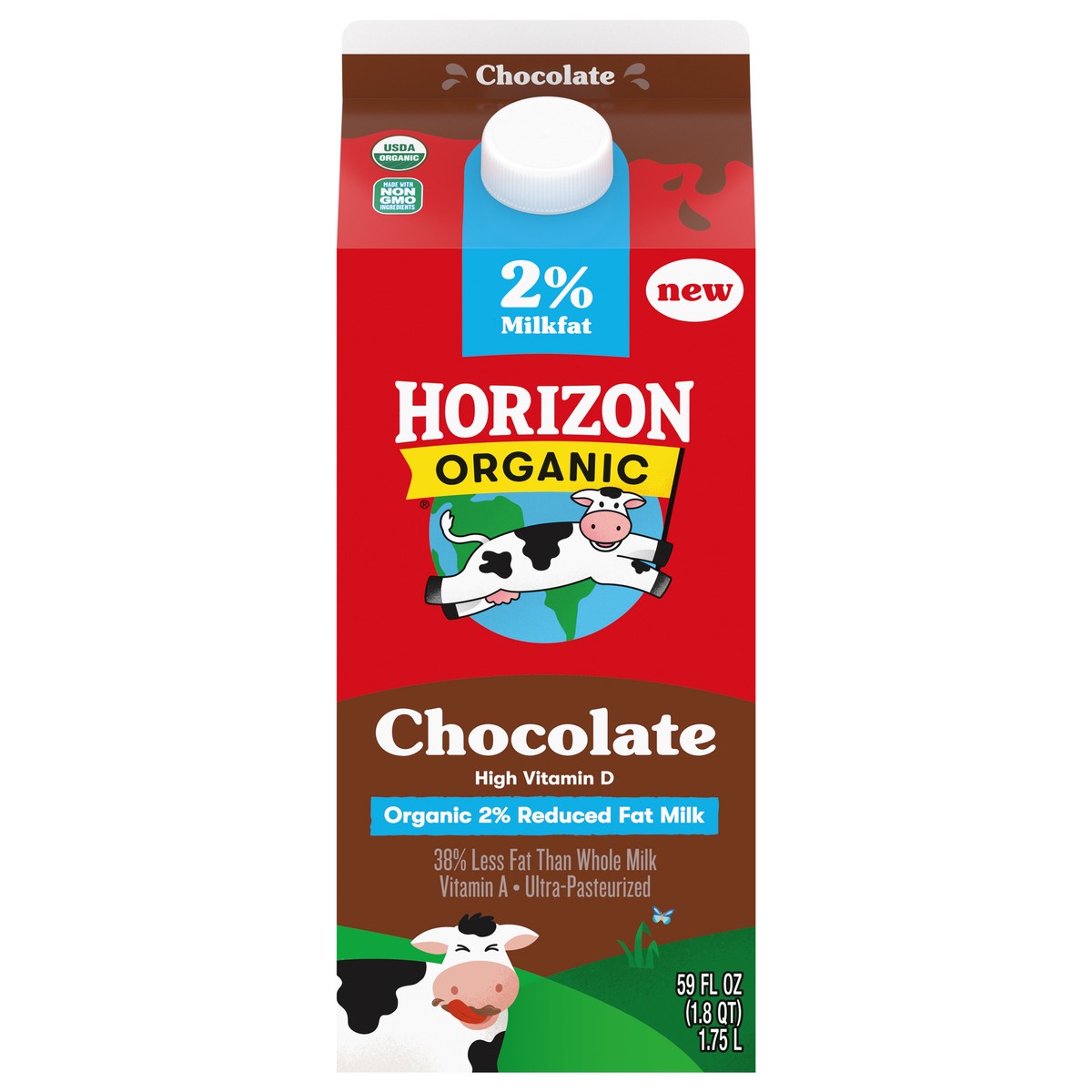 Horizon Organic 2% Reduced Fat Chocolate Milk, High Vitamin D, 59 oz. 1 ...