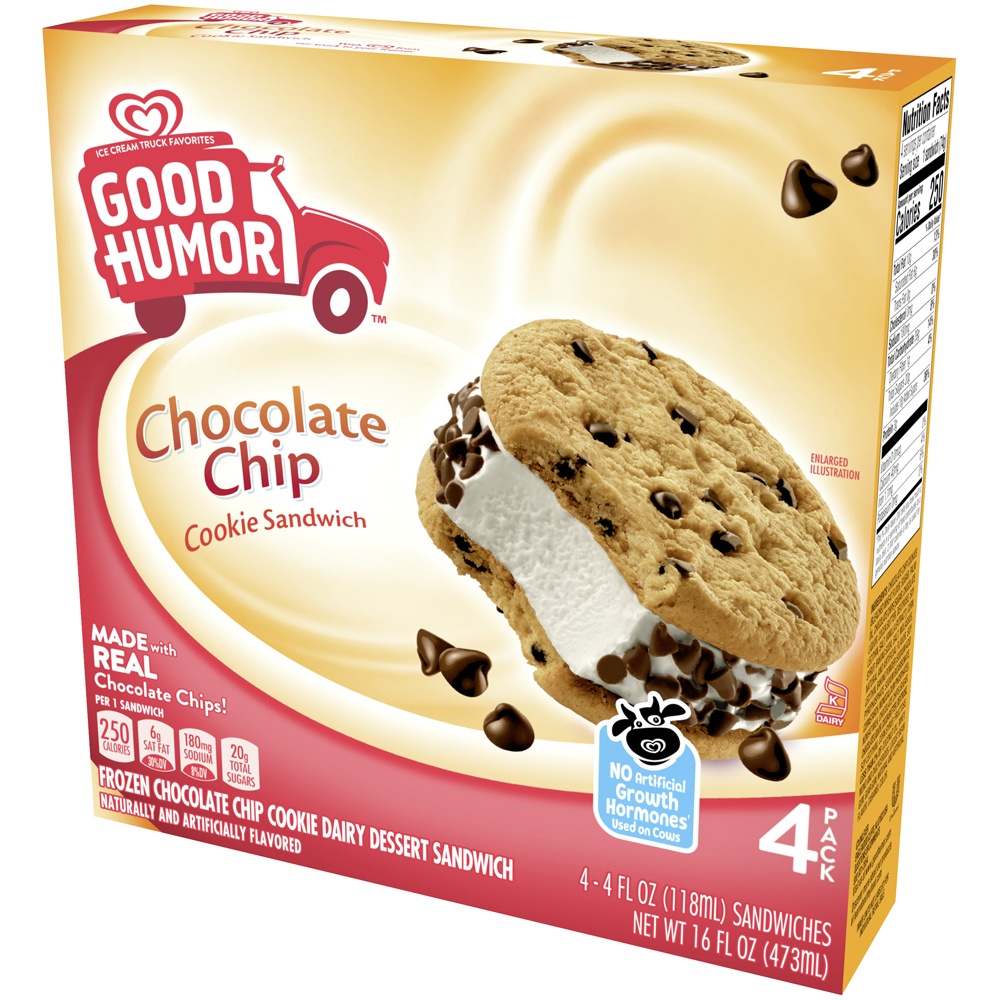 Good Humor Ice Cream Sandwich Chocolate Chip Cookie 4 ct; 16 oz | Shipt