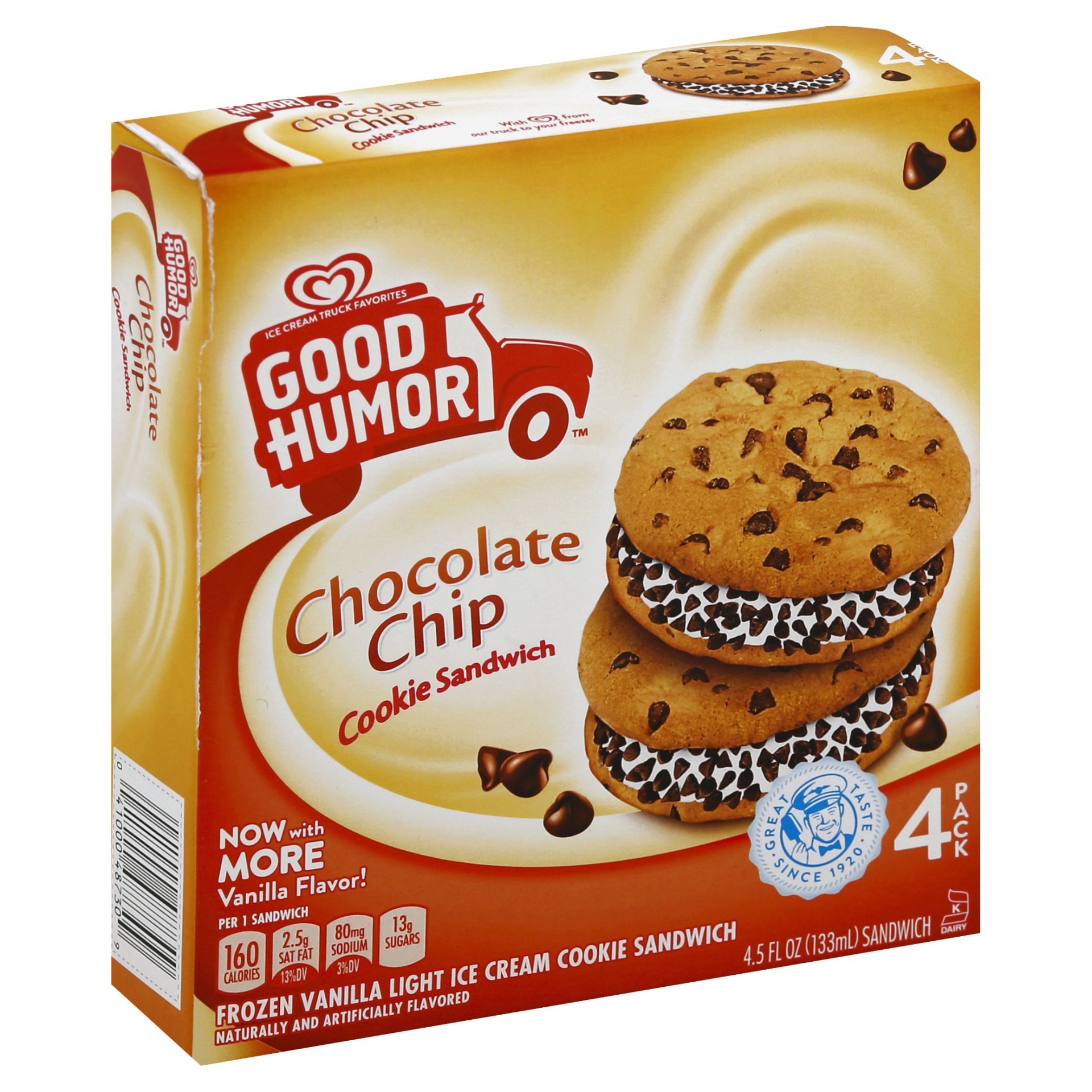 Good Humor Ice Cream Sandwich Chocolate Chip Cookie 4 ct; 16 oz | Shipt