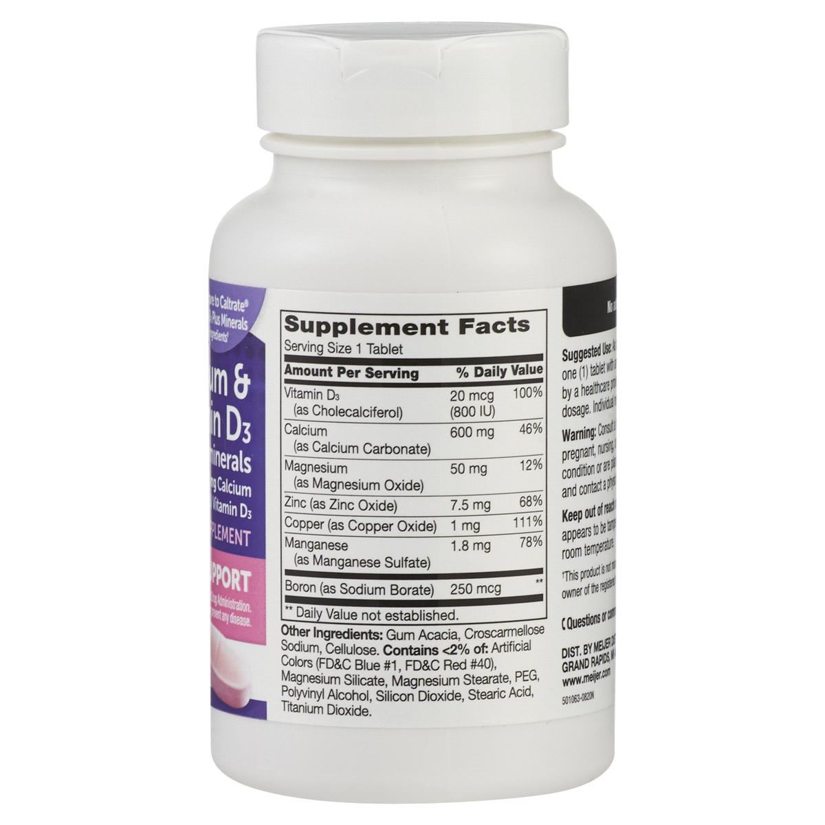 Meijer Calcium 600 + D3 Plus Minerals Tablets 120 ct | Shipt