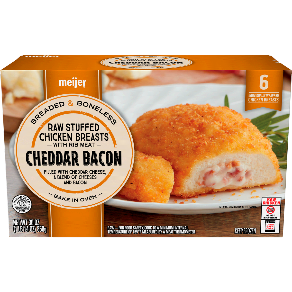 Meijer Cheddar Bacon Stuffed Chicken, 6 Count 30 oz | Shipt
