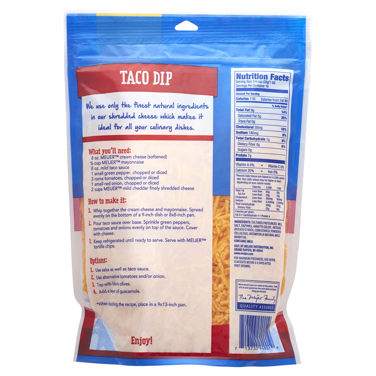 Meijer Finely Shredded Mild Cheddar Cheese 16 oz | Shipt