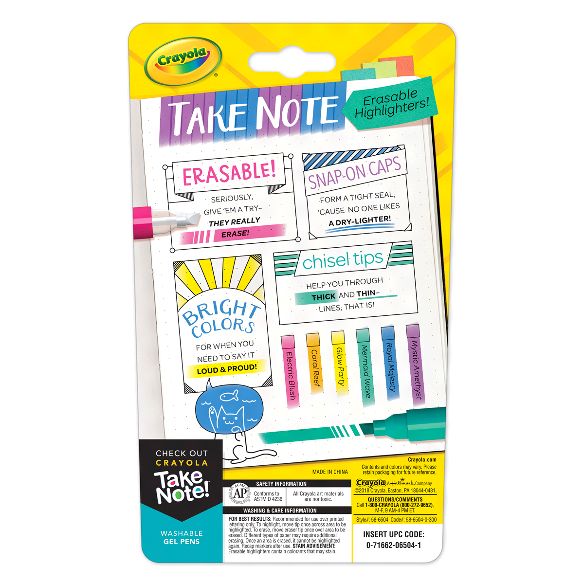 Crayola Take Note Erasable Highlighters 6 ct | Shipt