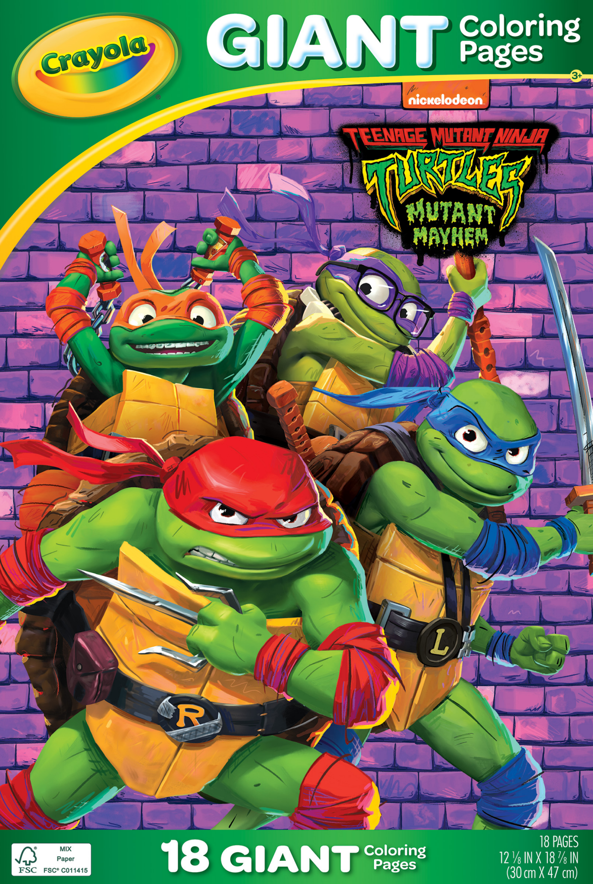 Crayola Teenage Mutant Ninja Turtles Giant Coloring Pages 18 ct | shipt