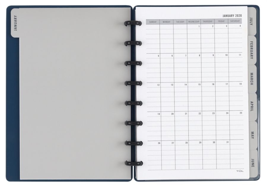 TUL Custom Note-Taking System Discbound Monthly Planner, Junior Size ...