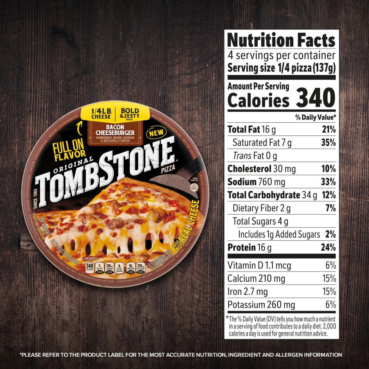Tombstone Bacon Cheeseburger Frozen Pizza 19.3 oz | Shipt
