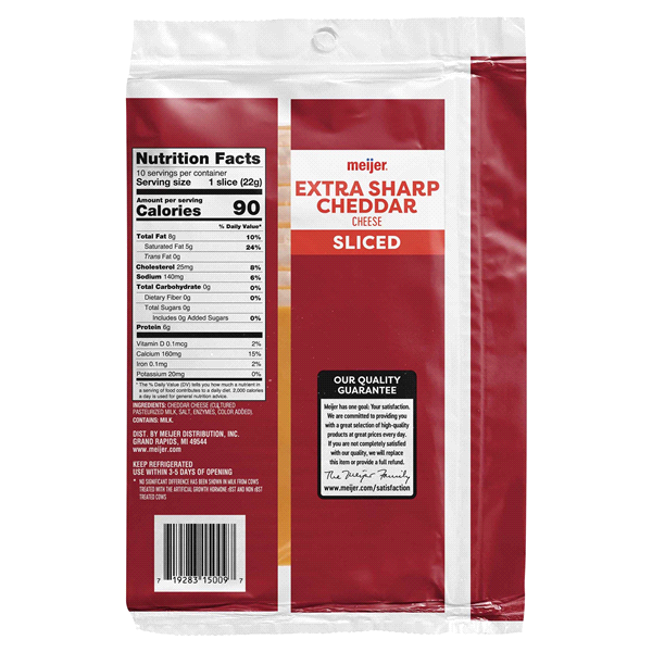 Meijer Sliced Extra Sharp Cheddar Cheese 8 oz | Shipt