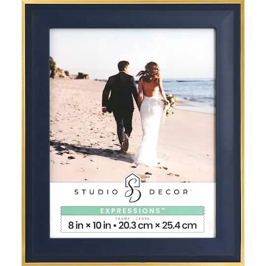 Expressions Navy Blue Frame With Gold Trim By Studio Decor 8 in x 10 in ...