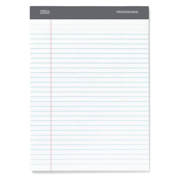 Office Depot Brand Perforated Pad, 8 1/2" X 11 3/4", Wide Ruled, 200 ...