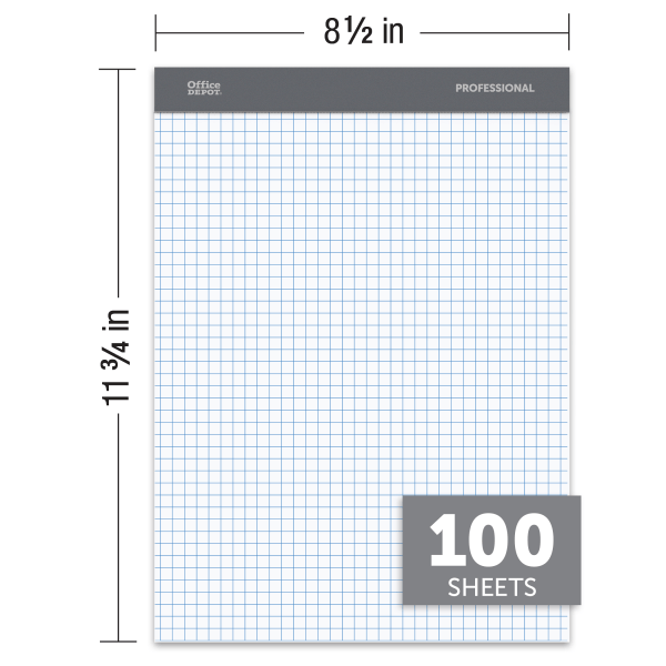 Office Depot Brand Perforated Pad, 8 1/2" X 11 3/4", Quadrille Ruled ...
