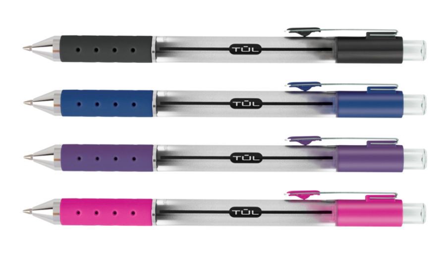 TUL Retractable Gel Pens, Medium Point, Silver Barrel, Assorted Inks ...
