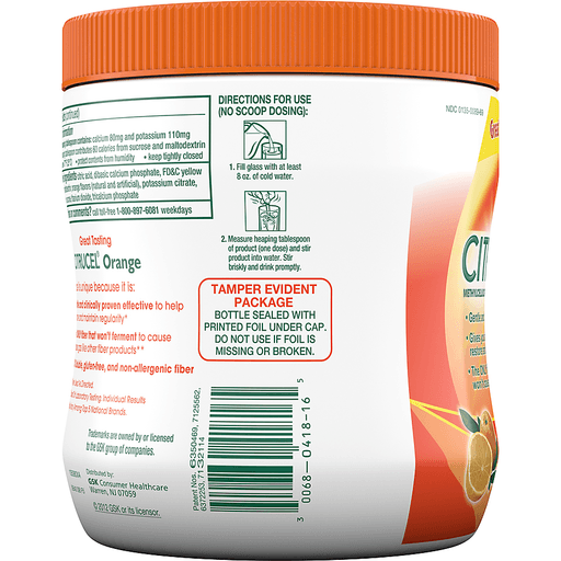 Citrucel Orange Flavor Methylcellulose Fiber Therapy For Regularity 16 ...