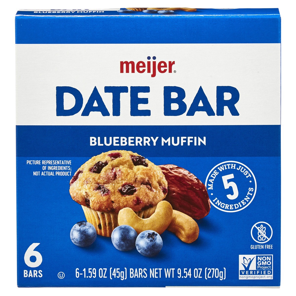 Meijer Date Bar Blueberry Muffin / 6 ct; 1.59 oz | Shipt