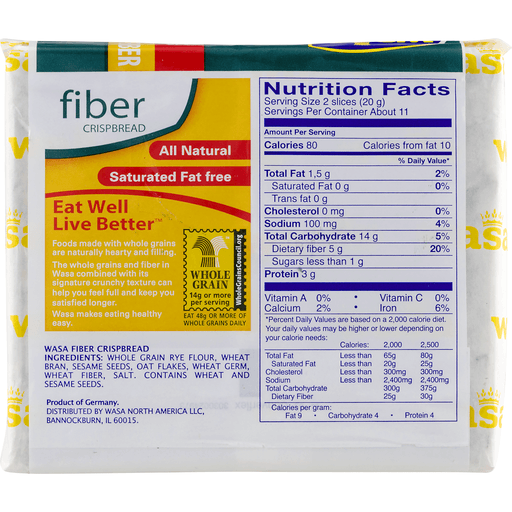 Wasa Fiber Whole Grain Crispbread 8.1 oz | Shipt