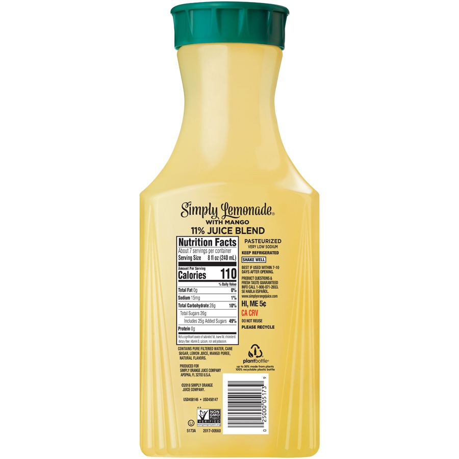 Simply Lemonade with Mango 52 fl oz | Shipt