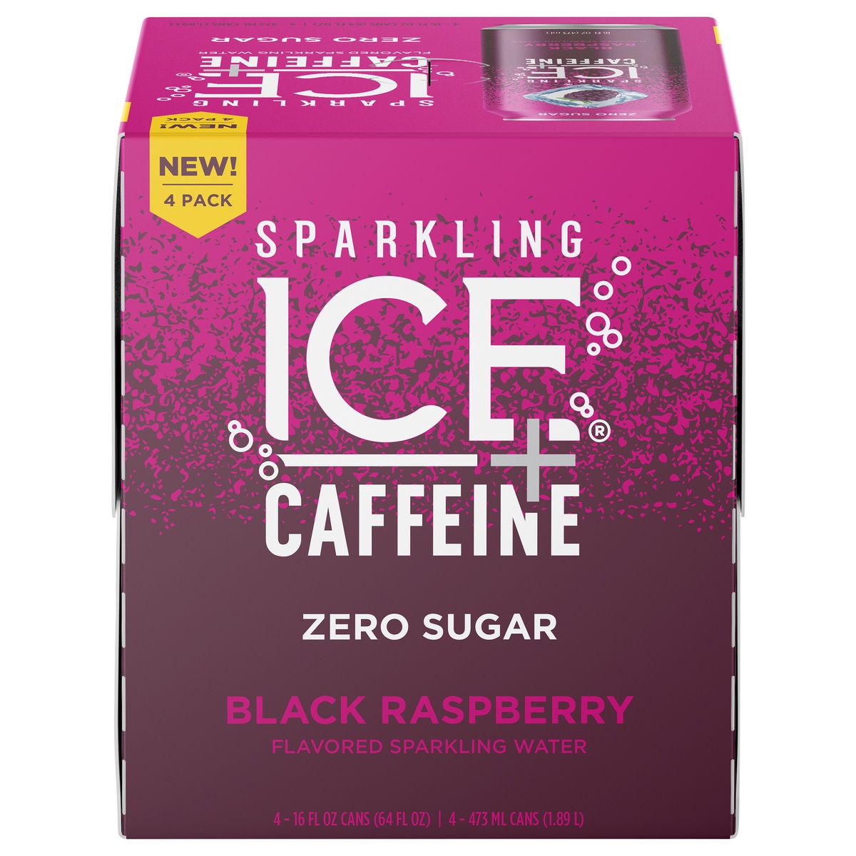 Sparkling ICE + Caffeine 4 Pack Zero Sugar Black Raspberry Sparkling Water 4-16 fl oz Cans 4 ct ...