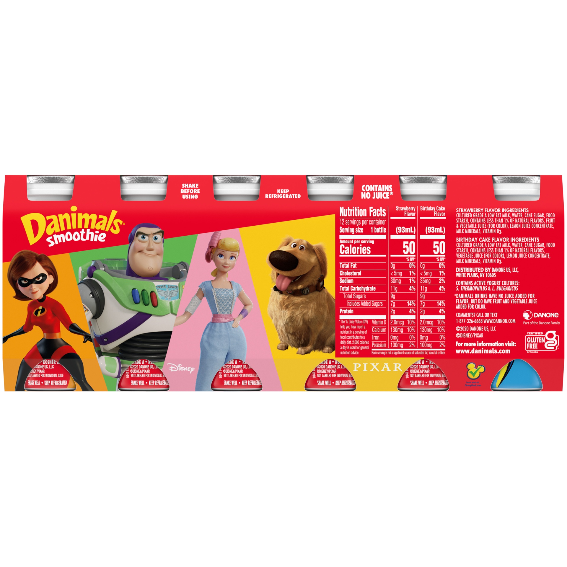 Danimals Strawberry Explosion & Birthday Cake Variety Pack Smoothies 12 ...