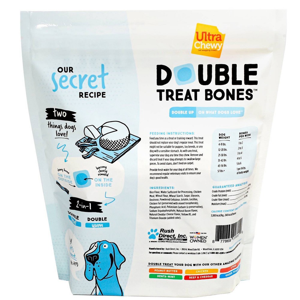 Ultra Chewy Double Bones Bacon and Cheese Flavor Dry Dog Treats Value ...