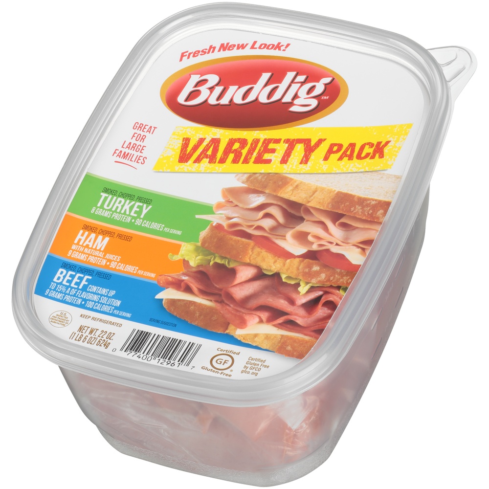 Buddig Original Gluten Free Variety Pack Turkey Ham & Beef 22 oz | Shipt