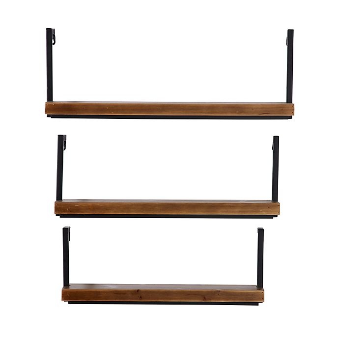 Ridge Road Decor Wood Industrial Wall Shelves - Brown/Multi 3 ct | Shipt