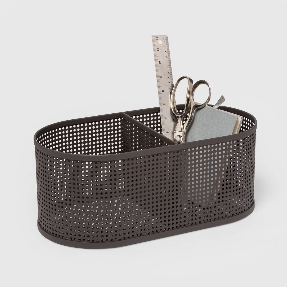 Oval Metal Bin Divider with Powder Coated Finish And Mesh Bottom Dark ...