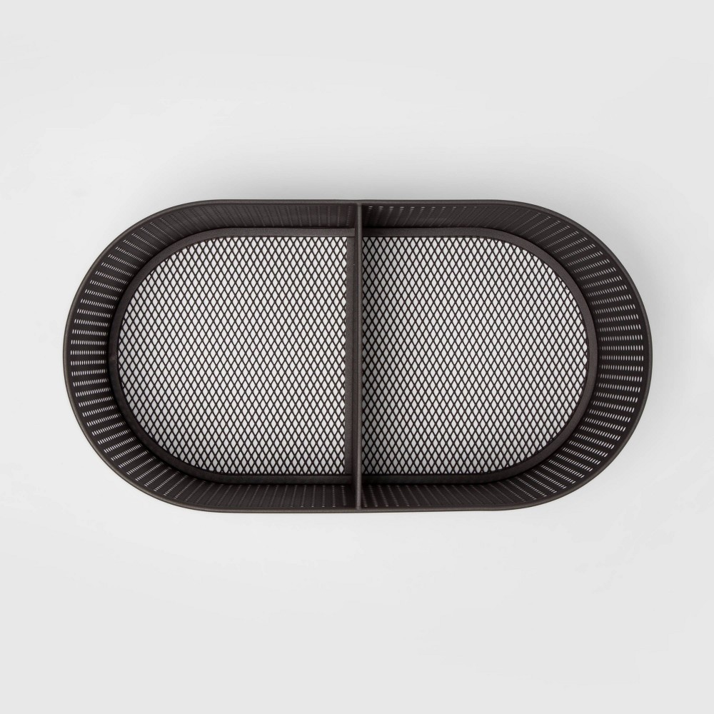 Oval Metal Bin Divider with Powder Coated Finish And Mesh Bottom Dark ...