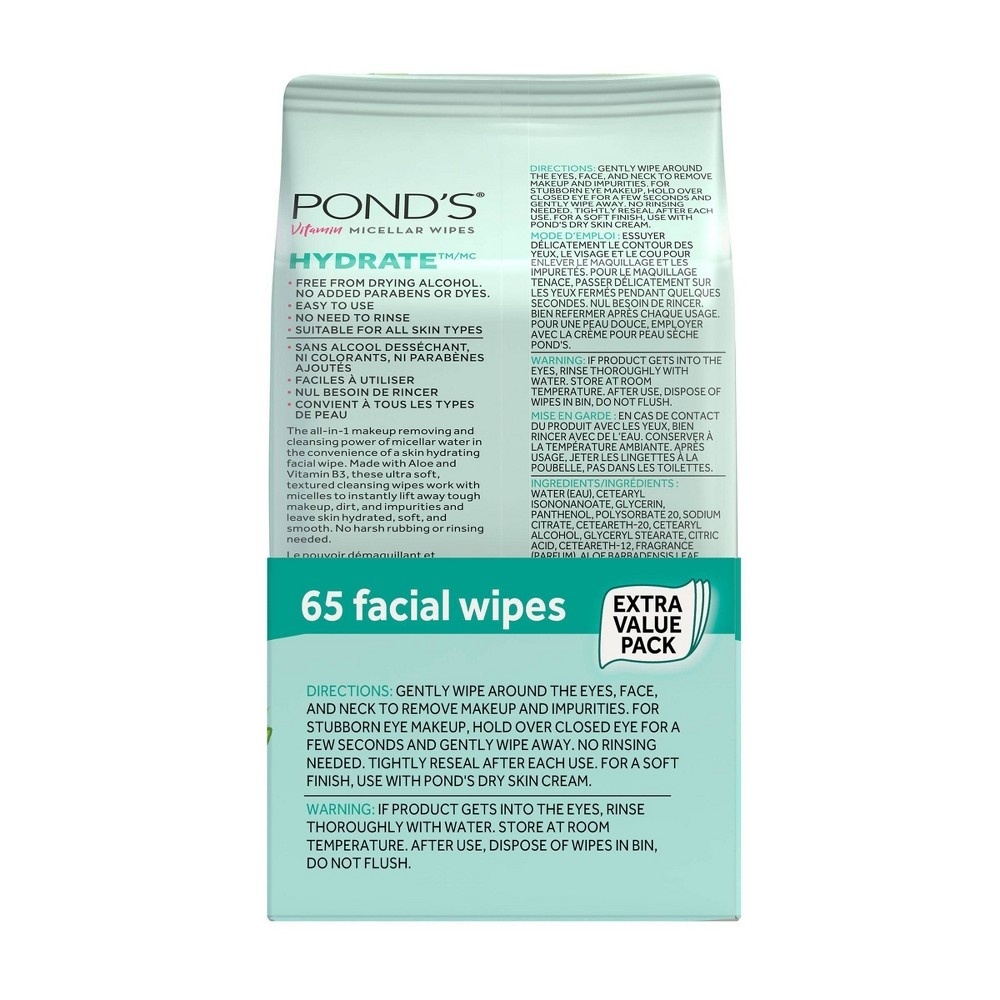 Pond's Hydrate Facial Wipes 65 ct | Shipt