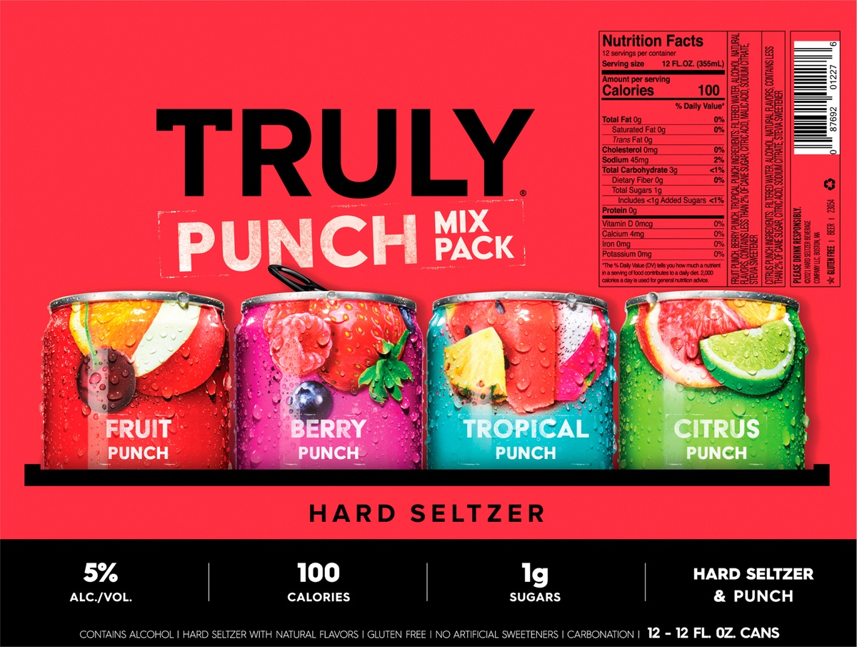 TRULY Hard Seltzer Punch Variety Pack, Spiked & Sparkling Water 12 ct ...