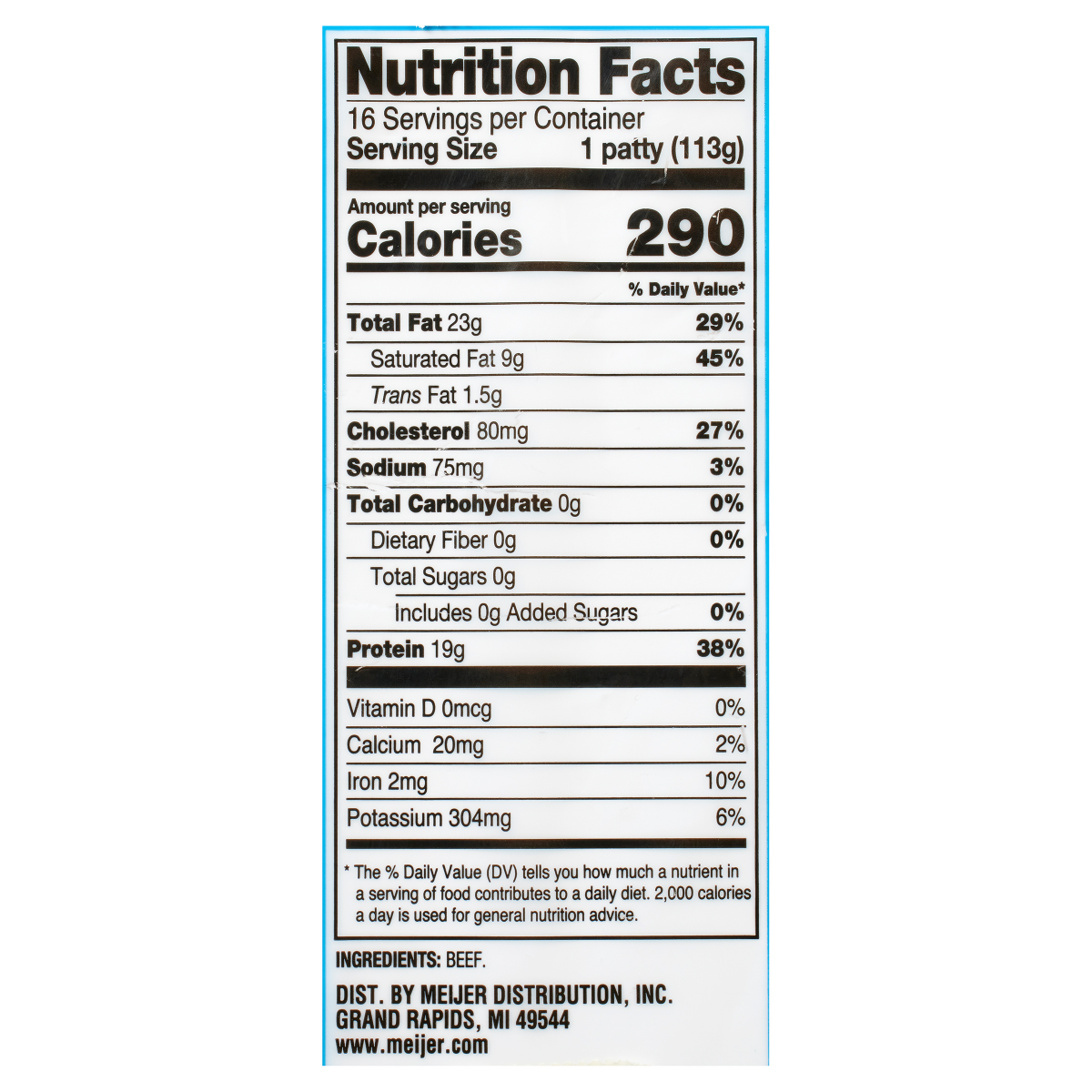 Meijer Frozen 80/20 Beef Burger Patties, 64 oz 64 oz | shipt