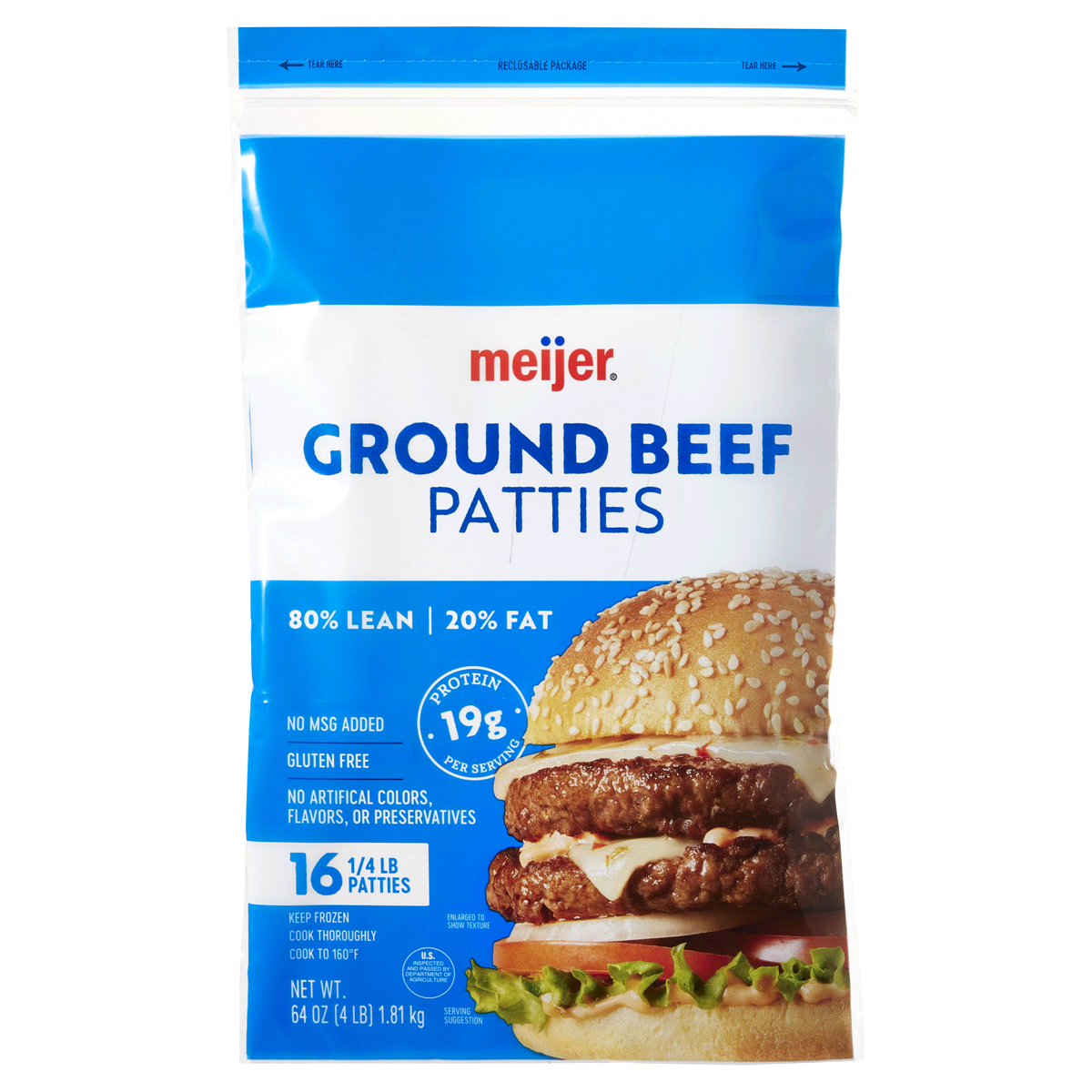 Meijer 80/20 Ground Beef Burger Patties, 64 oz 64 oz | Shipt