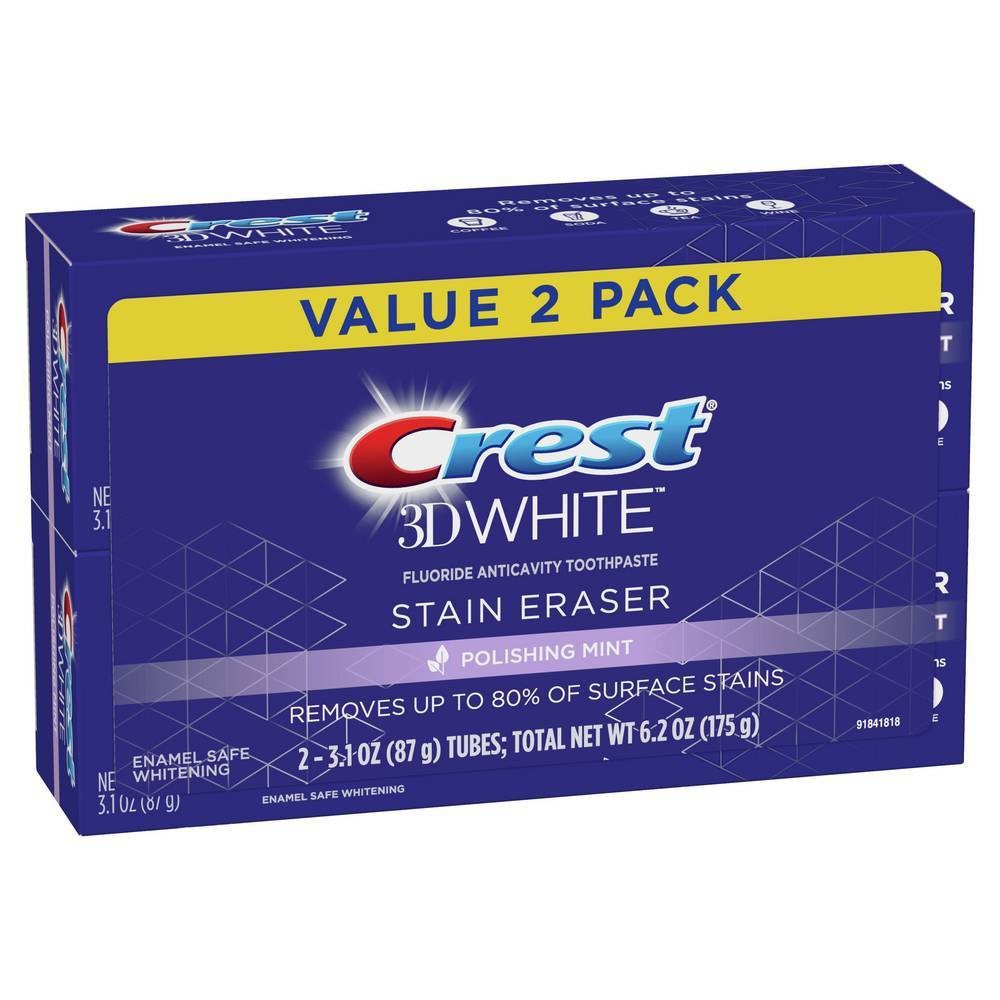 Crest 3D White Stain Eraser Teeth Whitening Toothpaste - Polishing Mint ...