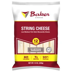 Baker Cheese Mozzarella String Cheese 12 ct; 1 oz | shipt