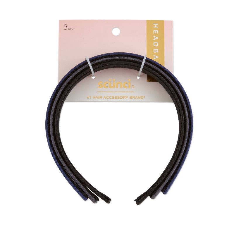 scunci scünci Woven Headbands - Blue/Grey/Black - All Hair - 3pk 3 ct ...