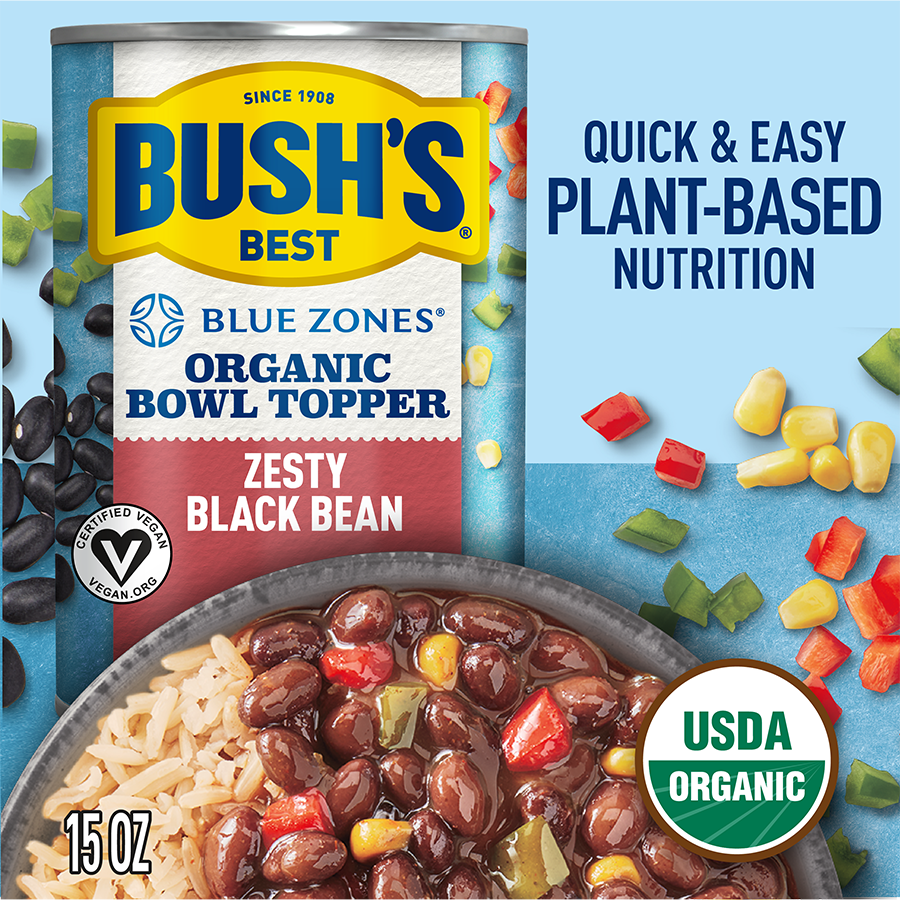 Bush's Best Bush's Blue Zones Zesty Black Bean Organic Bowl Topper 15 ...