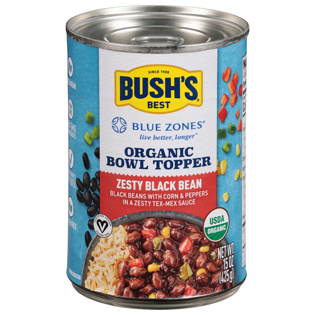 Bush's Best Blue Zones Organic Zesty Black Bean Bowl Topper 1 ct | Shipt