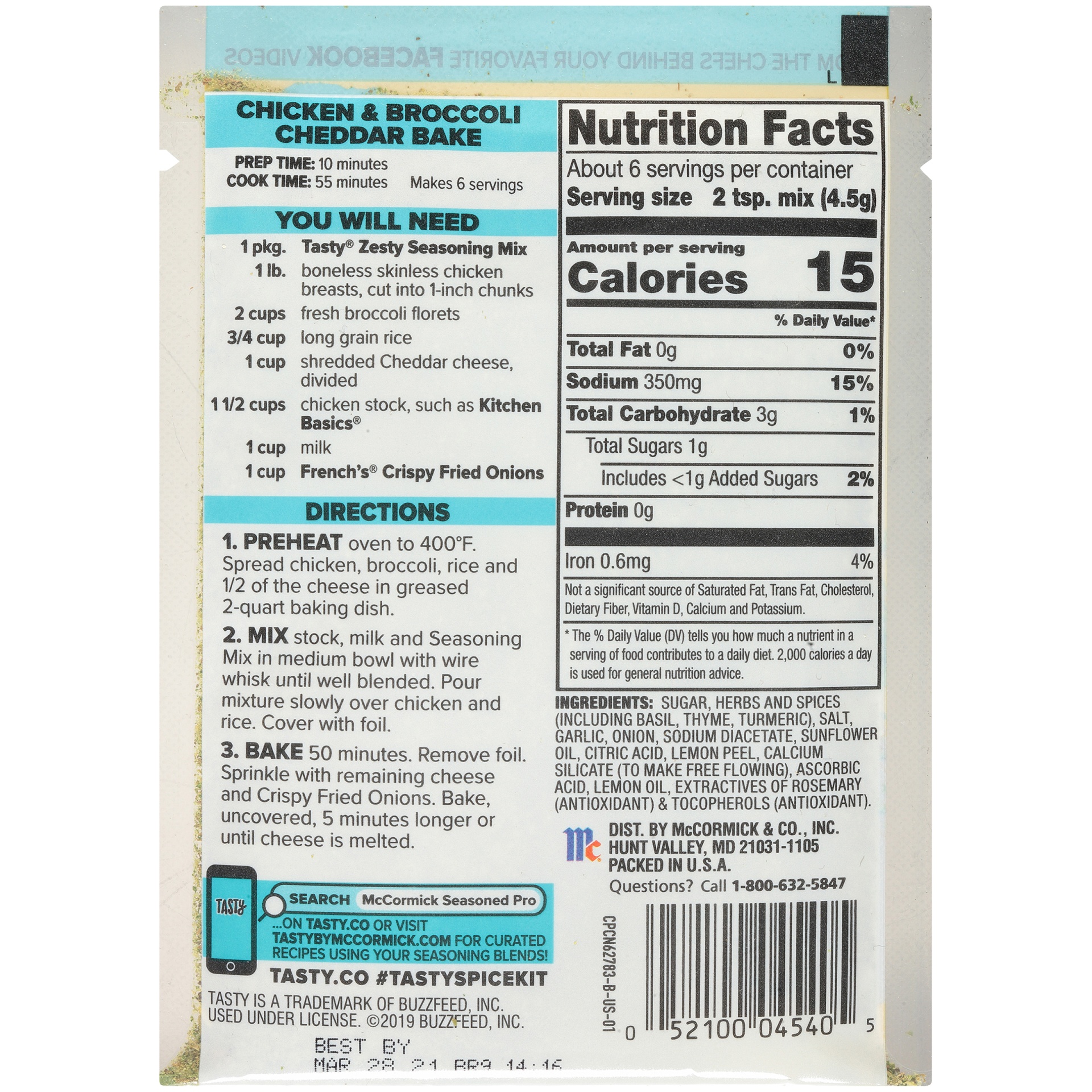 McCormick Zesty Tasty Seasoning Mix 1 oz | Shipt