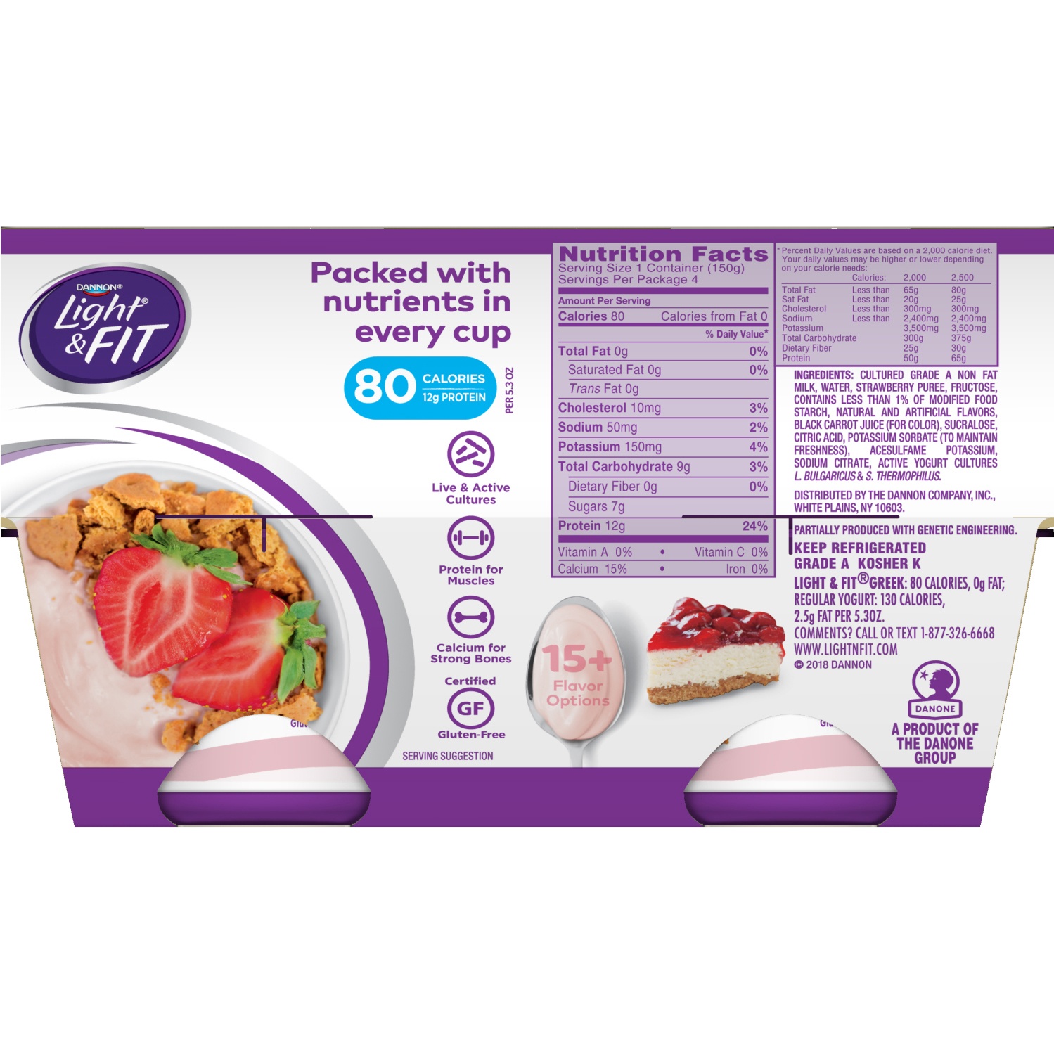 Light + Fit Nonfat Gluten-Free Strawberry Cheesecake Greek Yogurt Cups ...