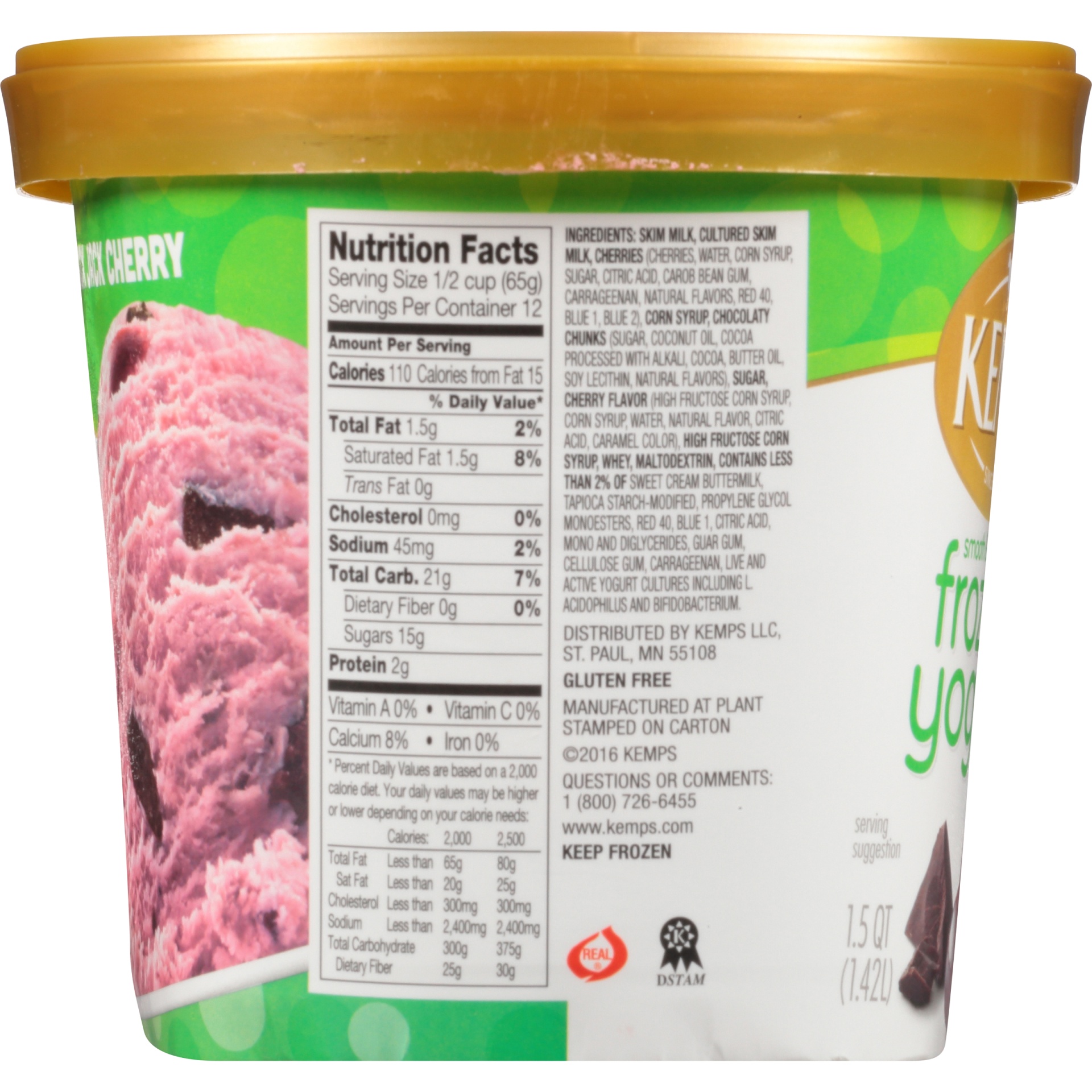 Kemps Black Jack Cherry Low Fat Smooth & Creamy Frozen Yoghurt 1.5 qt ...