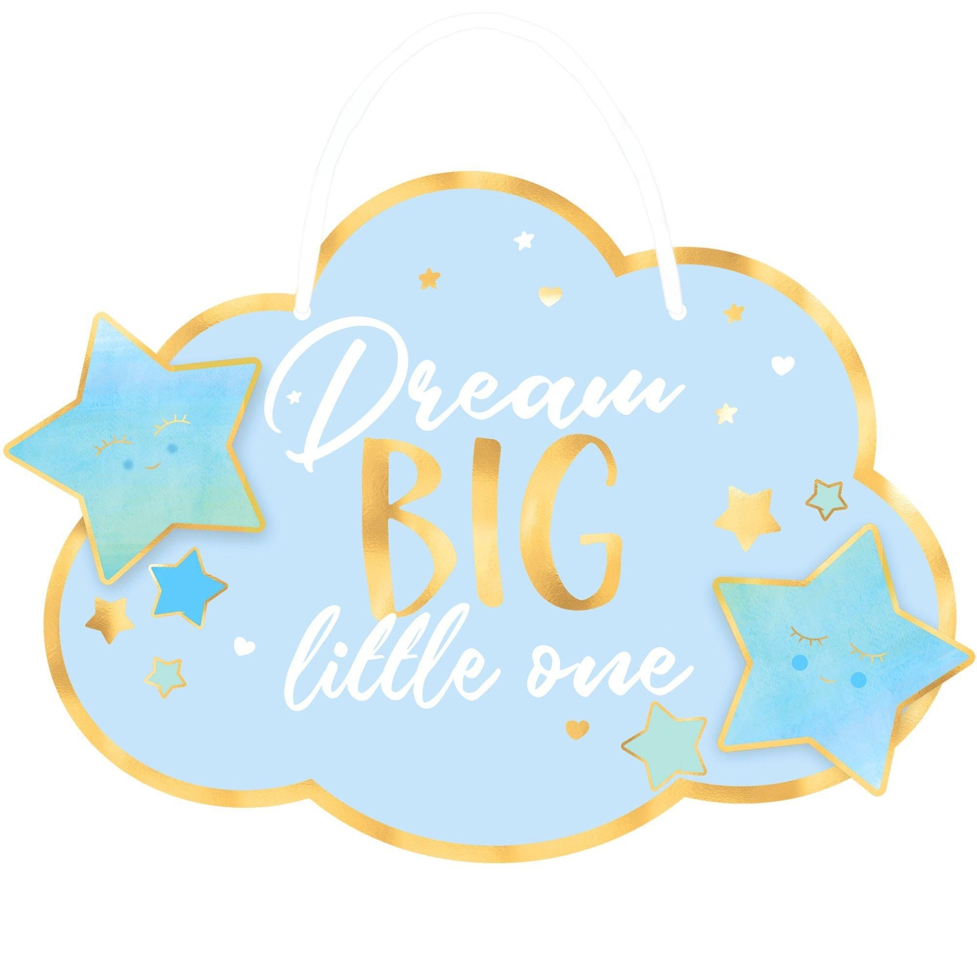 Party City Blue and Metallic Gold Dream Big Little One Sign 1 ct | Shipt