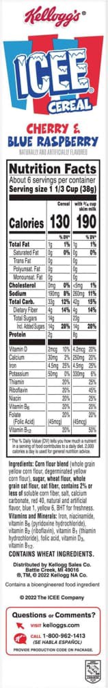Kellogg's Licensed Brands Cold Breakfast Cereal Cherry and Blue ...