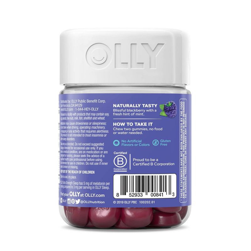 OLLY Extra Strength Sleep Gummies with 5mg Melatonin - Blackberry Zen ...