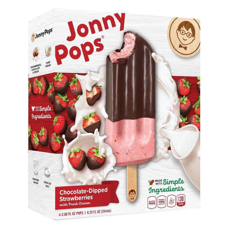 JonnyPops Strawberry Chocolate & Cream Frozen Fruit Bars - 4pk/8.25oz 4 ...